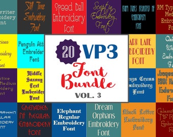 Machine Embroidery Fonts 20 BX Font Bundle Volume 3