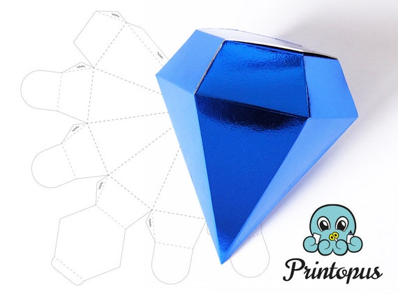 Diamond Shape Printable Gift Box Template PDF Digital File