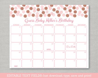 Rose gold calendar | Etsy