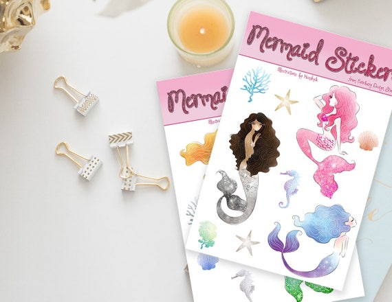 Stickers / Mermaid Stickers / Beautiful Multicolored Mermaid