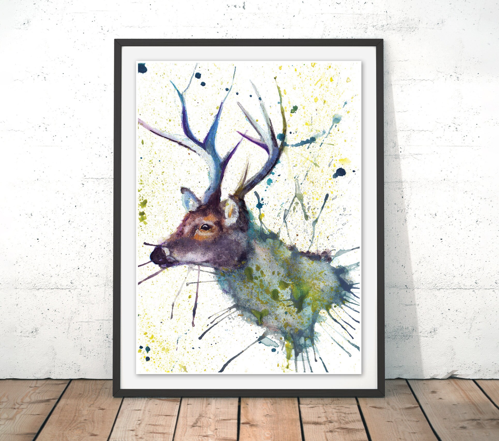 Stag Art Print Stag Illustration Stag Painting Deer Framed