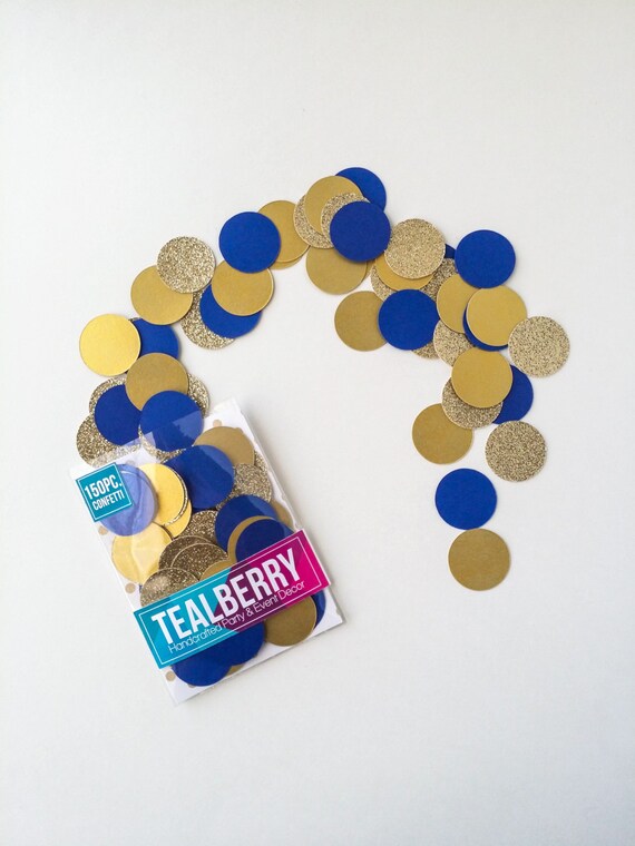 Royal Blue Gold & Gold Glitter Confetti 150 Piece