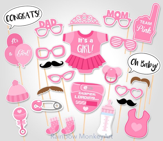 Baby Shower Photobooth Props Baby Shower Girl Photo Booth