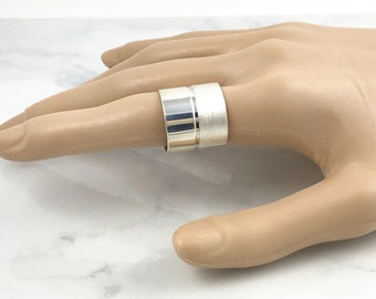 Wide silver ring | Etsy