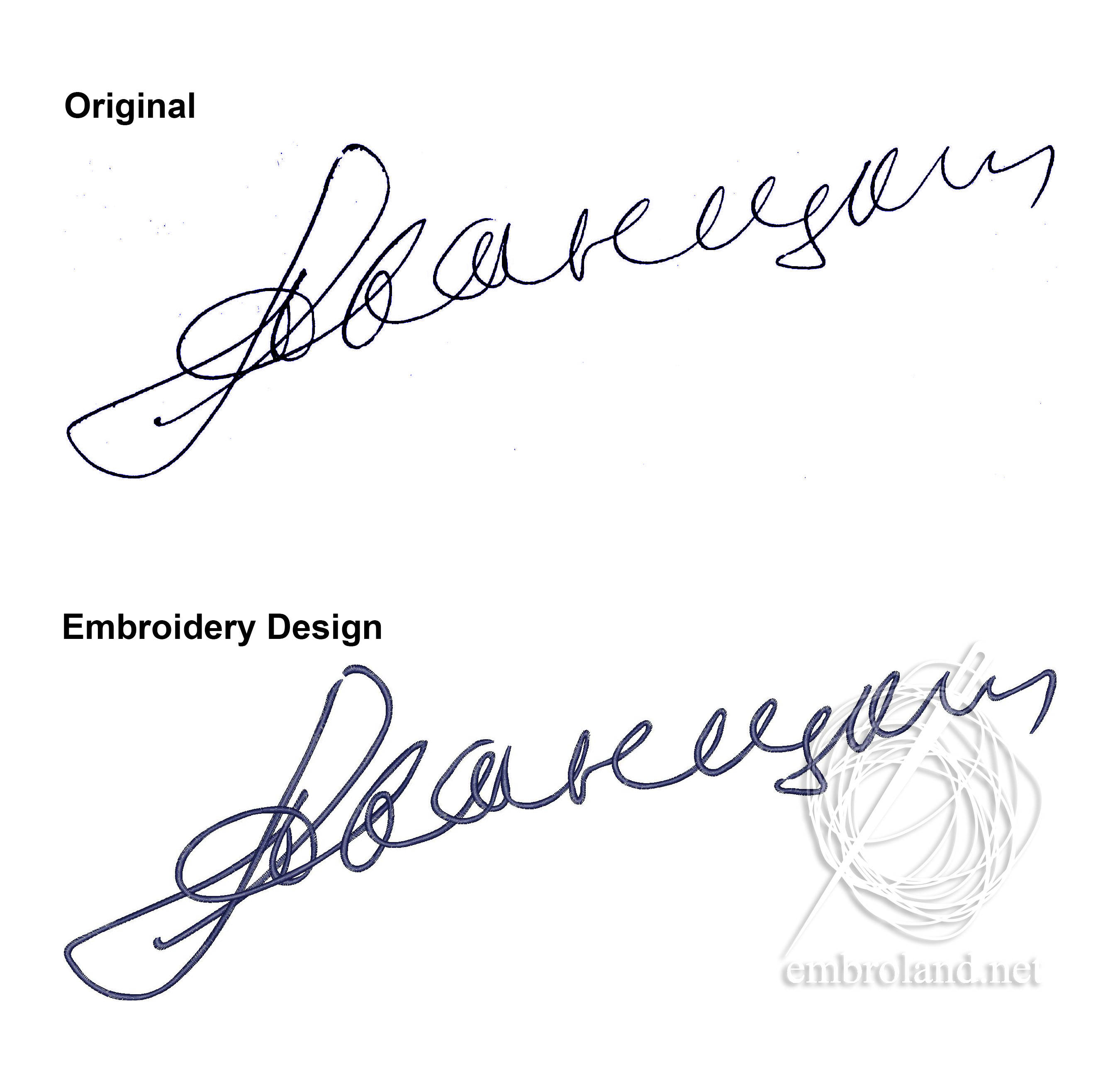 Custom signature Custom Embroidery Design Autograph Embroidery