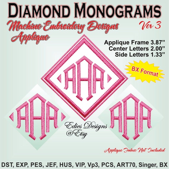 Diamond Monograms Ver 3 Machine Embroidery Font BX Format