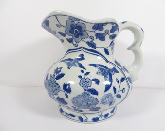 Blue white pitcher | Etsy