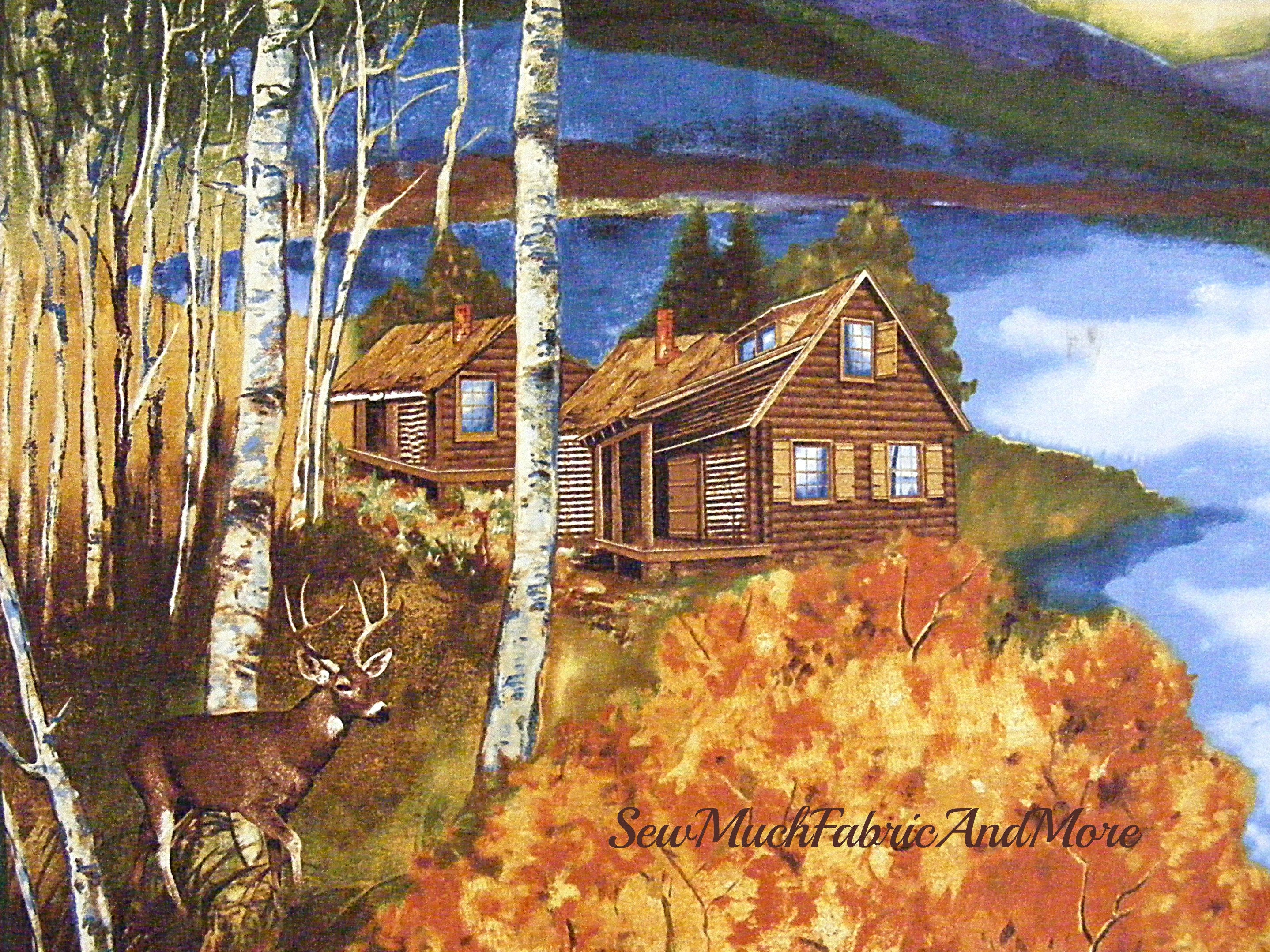 Cabin Countryscape & Wildlife Large Fabric