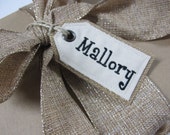Items similar to Embroidered name tag for personalization for stockings ...