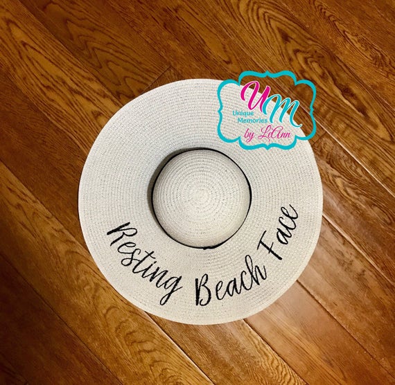 Resting Beach Face floppy Beach Hat Personalized Straw Hat
