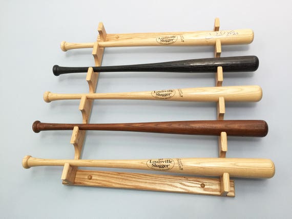 Five bat horizontal baseball bat display rack wall mount