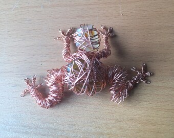 Frog Sculpture Mini Real Wire Wrapped Frog Metal Frog