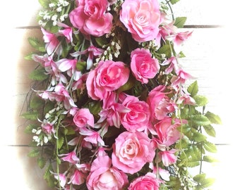 Pink floral wreath | Etsy