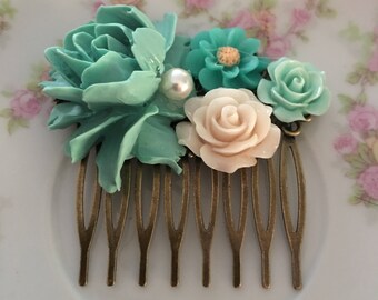 Rose hair comb | Etsy