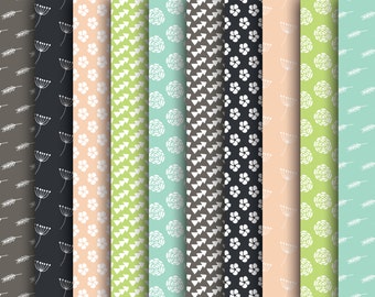 Black and White Pattern Digital Paper Hand Drawn Line