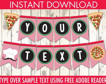 Pizza party decorations. Printable table sign: All you need is