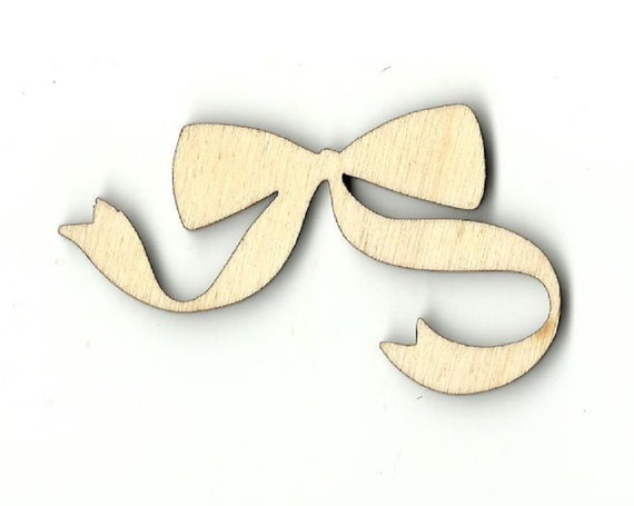 Bow Laser Cut Out Unfinished Wood Shape Craft Supply BOW6