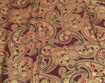 Red paisley fabric | Etsy