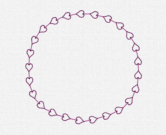 Round Hearts Border Embroidery Machine Pattern Design 4x4 5x7