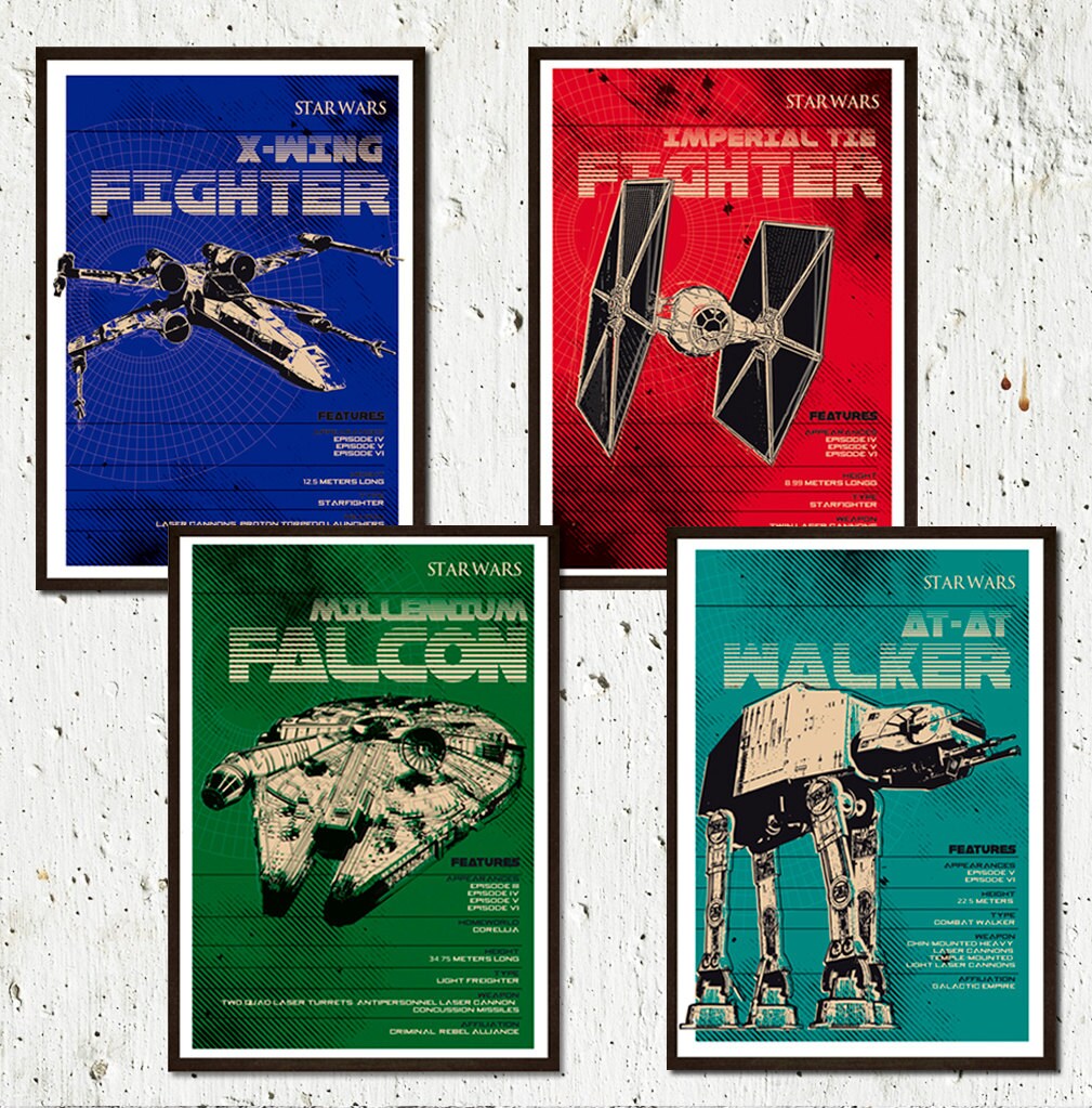 Star Wars Spaceships Poster Set Digital Prints different