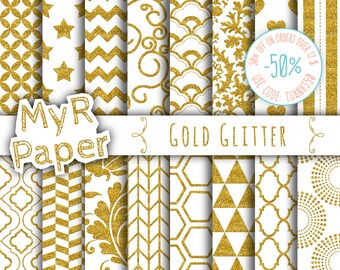 Glitter Digital Paper Black and Gold Glitter Paper Pack Glam