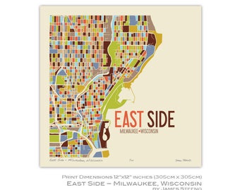 Bay View Neighborhood Milwaukee Wisconsin Art Map Print by