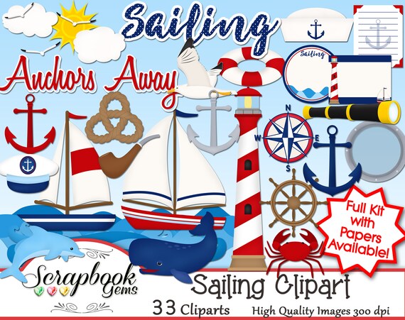 SAILING Clipart 33 png Clipart files Instant Download tags