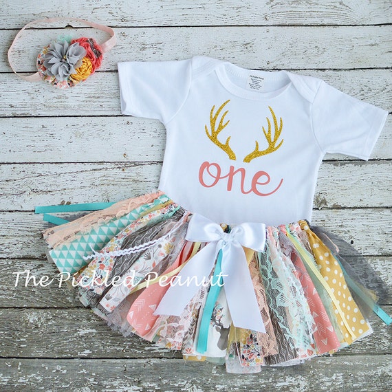Deer Antler Outfit Birthday Outfit Deer Mount 1st Birthday