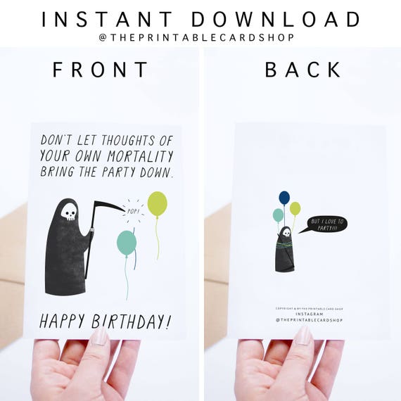 Printable Birthday Cards Dark Humor Birthday Cards Instant