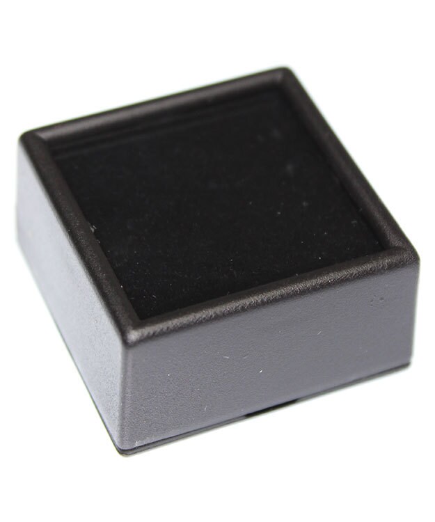 Gem Box with Glass Top & Foam Insert 1-1/2 Square Black