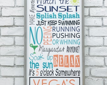 pool rules wood sign personalized sign custom pool sign