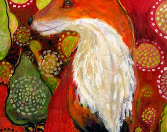 Folk art fox | Etsy