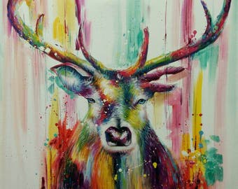 Reindeer painting | Etsy