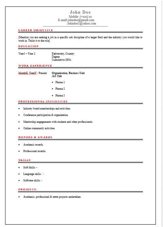 Professional Resume Template Concise & Simple
