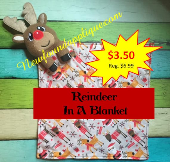 Items similar to In The Hoop Reindeer In A Blanket Embroidery Machine ...