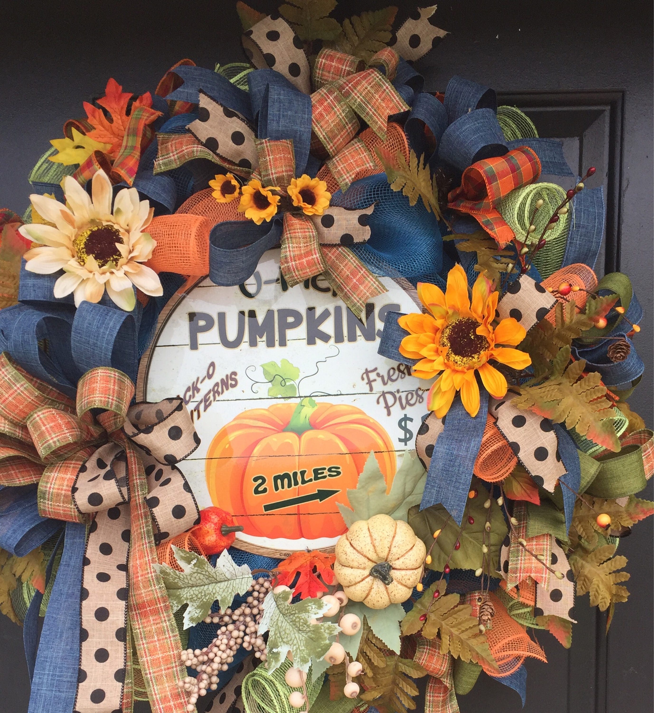 Fall Wreath, Sunflower Wreath, Fall Front Door Wreath, Fall Deco Mesh ...