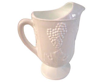 Milk glass pitcher | Etsy