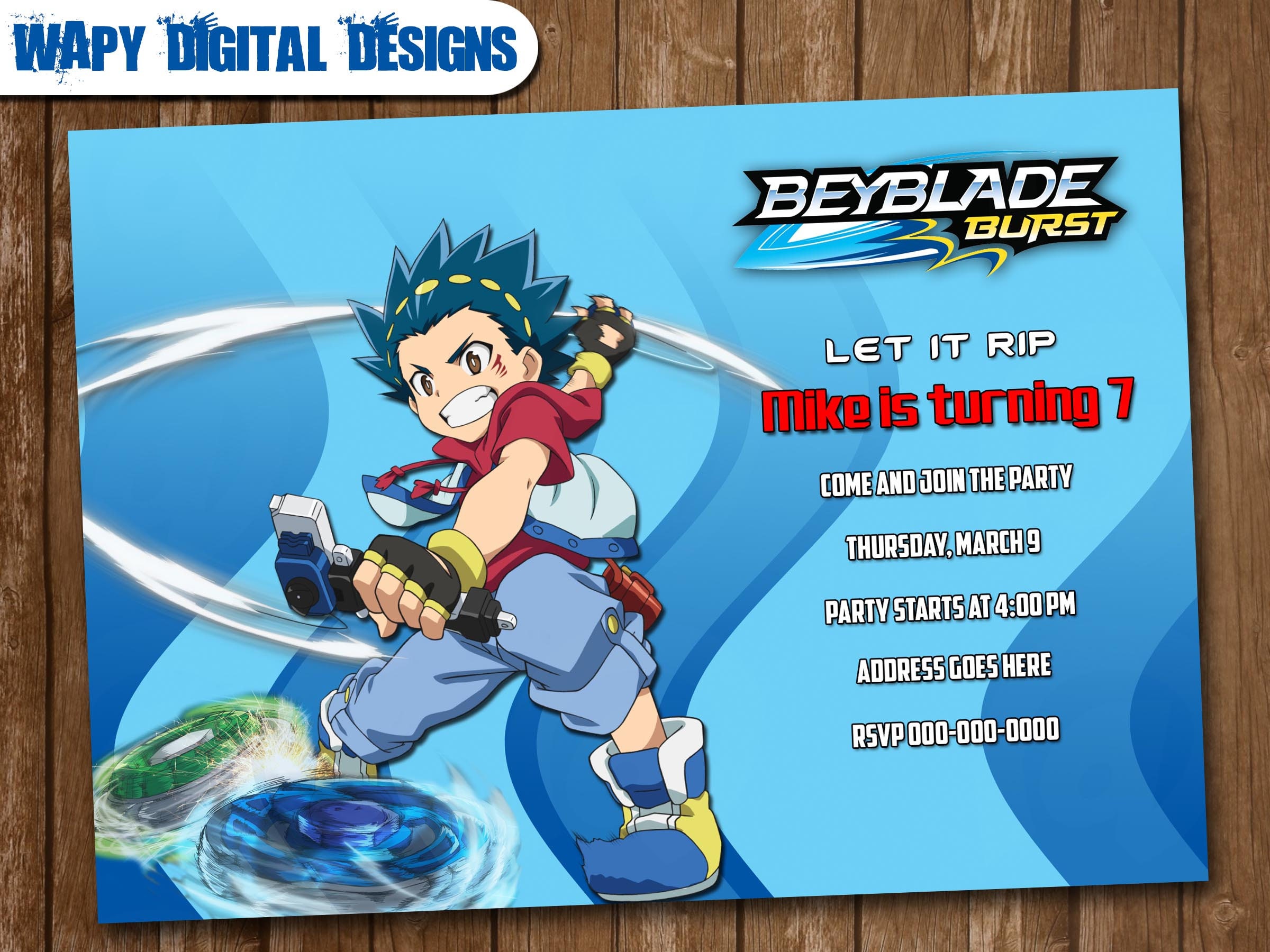 Beyblade Birthday Party Invitations Novel Concept Designs Beyblades