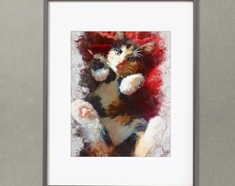Modern cat art | Etsy