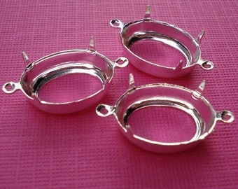 18x13mm Gold Plated Oval 2 Ring Open Back Prong Rhinestone