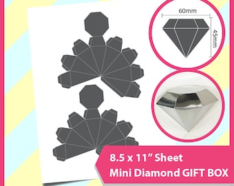 Diamond Shape Printable Gift Box Template PDF Digital File