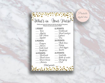 PRINTABLE INSTANT DOWNLOAD Purse Raid Game for Bridal