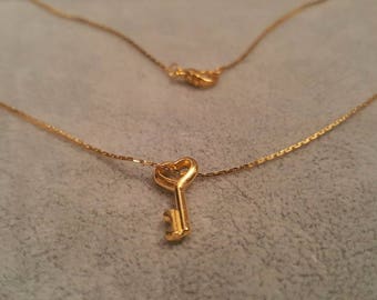 Gold key necklace | Etsy