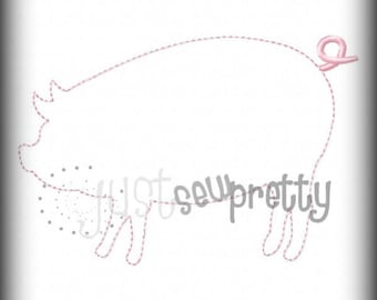 Cow Silhouette Applique Redwork Embroidery Design