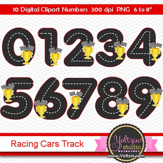 Items similar to Racer Cars clipart numbers age party racing champion ...