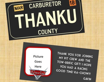 Cars thank you card | Etsy