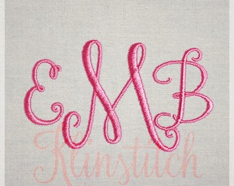 Engraved Monogram Embroidery Fonts 7 Sizes Three Letters
