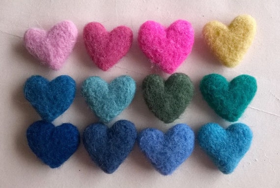 Jumbo Wool Felt Hearts Mix and Match Wool Felted Hearts 3cm