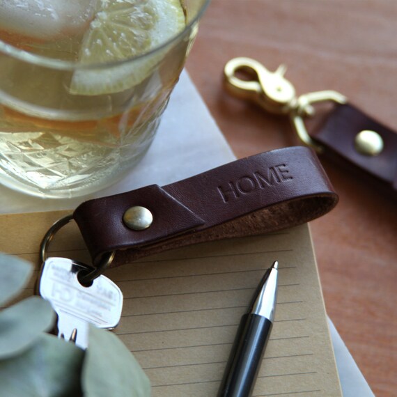 Personalised leather key fob / key chain hand made