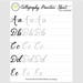 Calligraphy Practice Sheets Full Alphabet Lettering